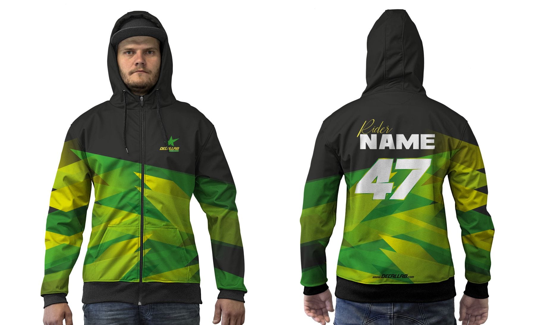 HELLO GREEN Clothing, Hoodies with zipper - Decallab